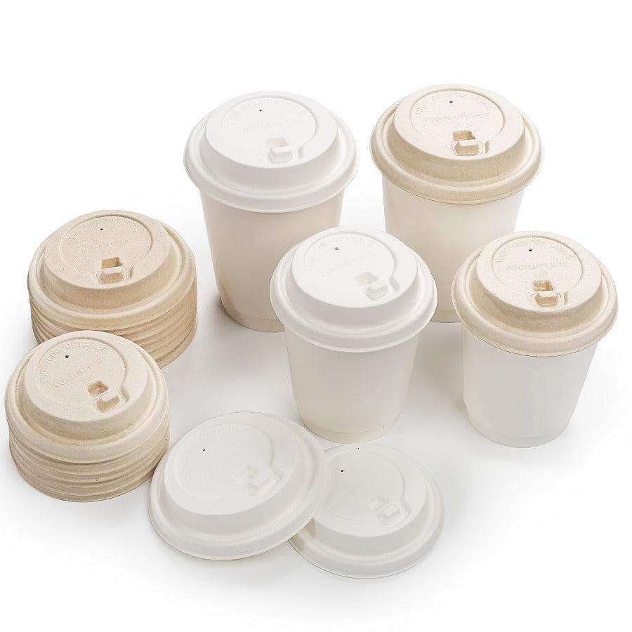 Bagasse Plant Fibre Coffee Cup Lid – Langma Packaging