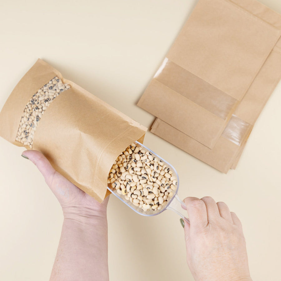 Kraft Stand Up Zipper Pouch With Window – Langma Packaging